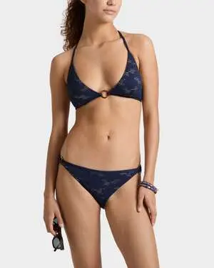 Vilebrequin Jacquard Triangle Bikini Top With Broderie Anglaise