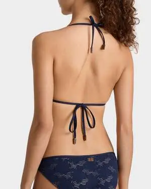Vilebrequin Jacquard Triangle Bikini Top With Broderie Anglaise