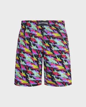 Vilebrequin Long Stretch Swim Trunks Whales Offset Swimwear Okorise