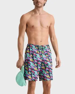 Vilebrequin Long Stretch Swim Trunks Whales Offset Swimwear Okorise