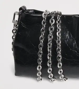 Maje Miss M Leather Clutch Bag With Fringe And Chain Strap - Black