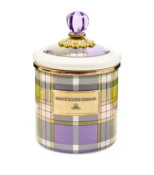 MACKENZIE-CHILDS Small Steel Violet Check Canister - Purple