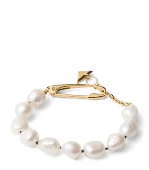 Prada Pearl Safety Pin Bracelet - Metallic