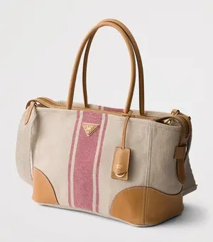 Prada Canvas And Leather Tote Bag