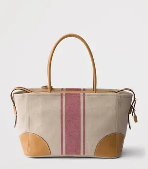 Prada Canvas And Leather Tote Bag