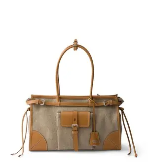 Prada Small Linen Bonnie Shoulder Bag