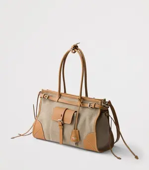 Prada Small Linen Bonnie Shoulder Bag