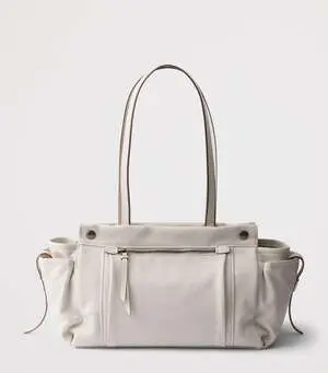 Prada Large Leather Route Tote Bag - Neutral