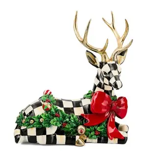 MACKENZIE-CHILDS Courtly Check Resting Deer - Red
