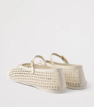 Prada Crochet Ballet Flats With Mary Jane Strap