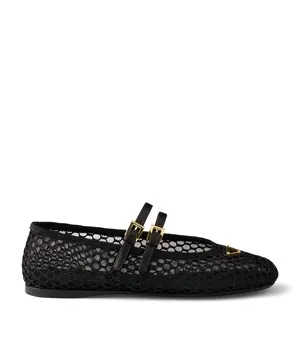 Prada Mesh Triangle Ballet Flats