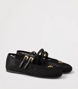 Prada Mesh Triangle Ballet Flats