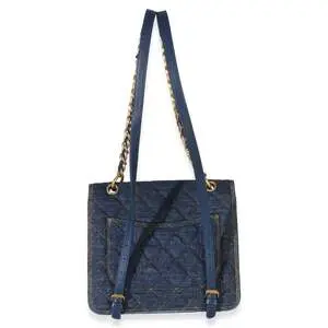 Chanel Quilted Denim Backpack With Gold-tone Hardware