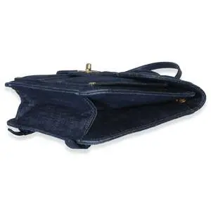 Chanel Quilted Denim Backpack With Gold-tone Hardware