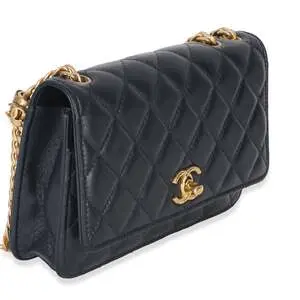 Chanel Quilted Lambskin Wallet On Chain - Blue