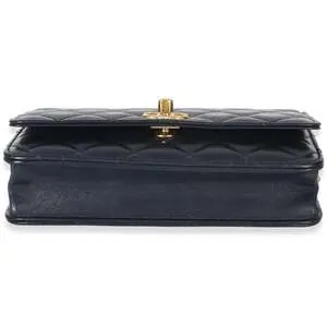 Chanel Quilted Lambskin Wallet On Chain - Blue