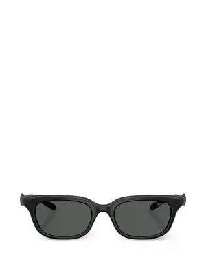DIESEL® Rectangle Frame Sunglasses With Logo Plaque - Black