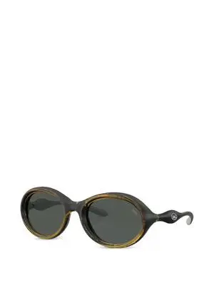 DIESEL® Oval Frame Sunglasses With Logo Plaque