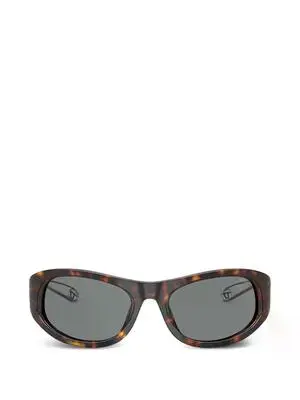 DIESEL® Tortoiseshell Effect Rectangle Frame Sunglasses - Brown