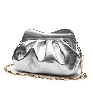 DANNI RO Lisbon Large Clutch In Spanish Lambskin With Magnet Closure And Chain Strap
