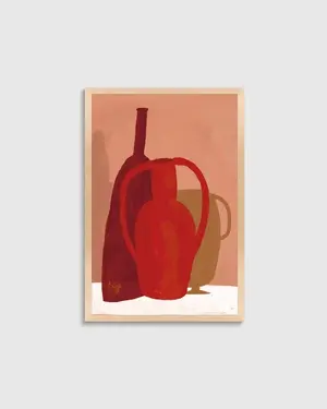Quince Vasi Di Terracotta Marco Marella, Wood Frame - Maple