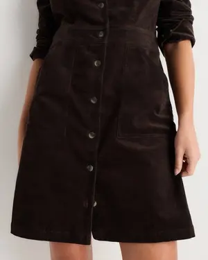 Quince Organic Stretch Corduroy Mini Shirt Dress - Espresso