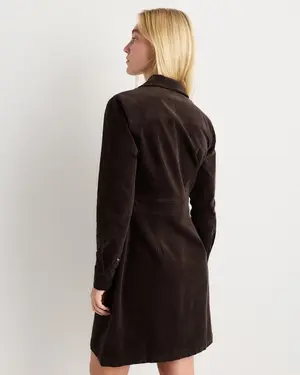 Quince Organic Stretch Corduroy Mini Shirt Dress - Espresso