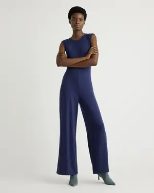 Quince Tencel Jersey Tank Top Jumpsuit - Navy