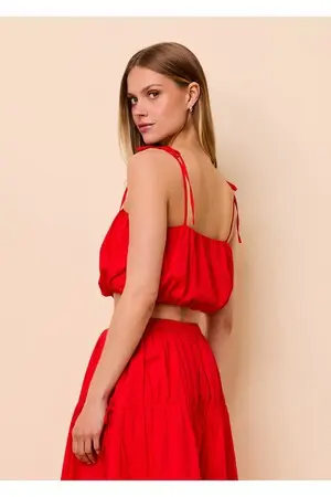 Solid & Striped Ivy Poplin Bandeau Top - Red