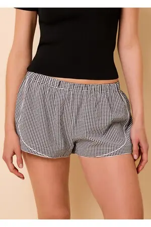 Solid & Striped Eleni Seersucker Gingham Shorts - Natural