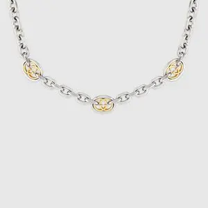 Gucci Two-tone Interlocking G Chain Necklace - Silver-toned Metal