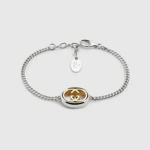 Gucci Two Tone Interlocking G Chain Bracelet - Silver-toned Metal
