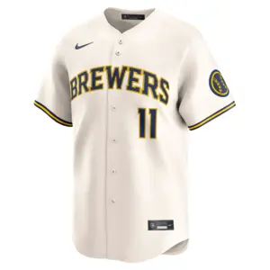 Nike Jackson Chourio Milwaukee Brewers Dri-fit Mlb Limited Jersey - Brown