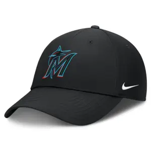 Nike Miami Marlins Club Dri-fit Mlb Adjustable Hat - Black