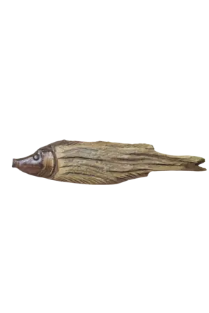 Botanical Boys Driftwood Hand Carved Fish One One Six Fifteen - Brown