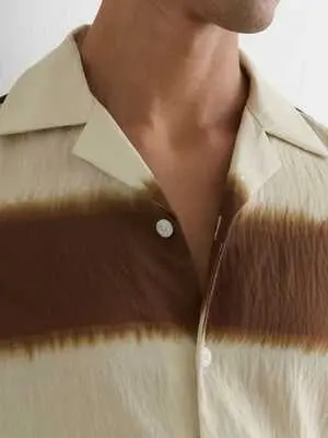 REISS Salem Block-stripe Cuban-collar Shirt