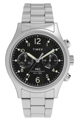 Timex® Mk1 Chronograph Stainless Steel Bracelet Watch - Silver-tone