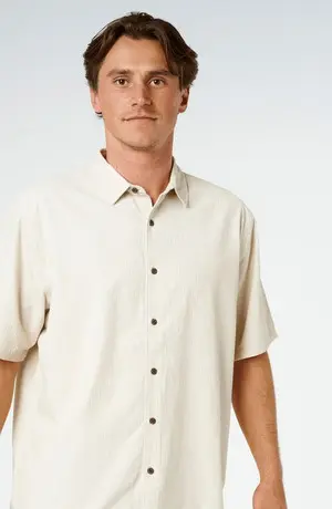 Rip Curl Premium Surf Oversize Short Sleeve Cotton Corduroy Button-up Shirt