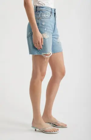 REFORMATION Relaxed Fit Distressed Denim Shorts - Paidge