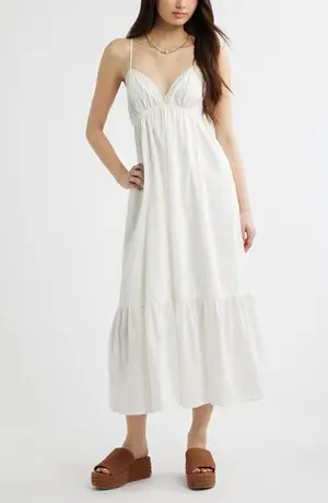 Bp. Ruffled Hem Cotton Maxi Dress - Ivory