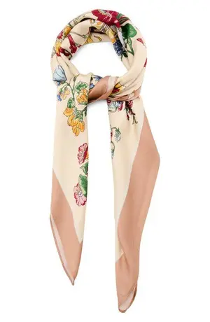 Mango Floral Print Scarf Beige