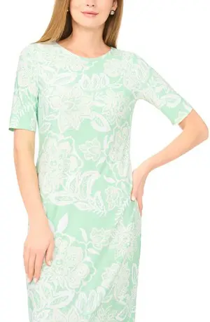 Vince Camuto Floral Print Maxi Dress With Short Sleeves - Lucent White