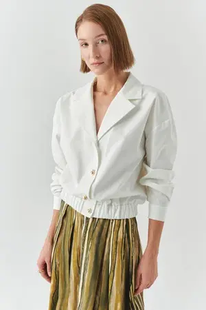 EXQUISE Romina Shawl Collar Jacket - Ecru