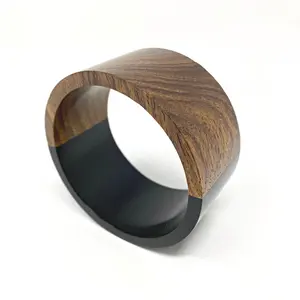YOUZEY Two-tone Wood Statement Bangle - Black