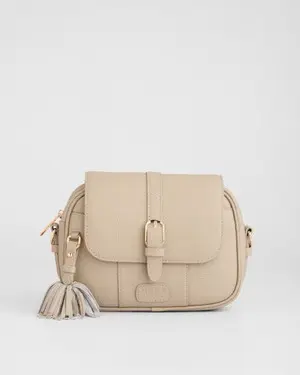 POM POM LONDON Finsbury Crossbody Bag - Stone
