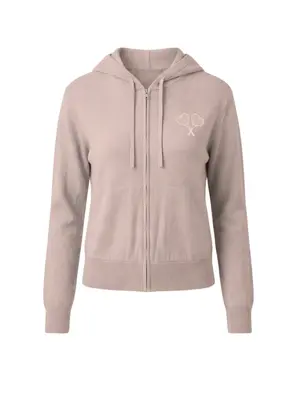 LOVE ALL TENNIS Courtside Cashmere Zip-up Hoodie - Blush