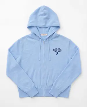LOVE ALL TENNIS Courtside Cashmere Zip-up Hoodie - Blush