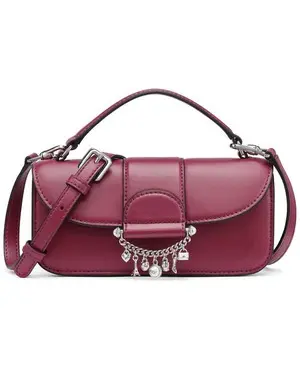 Karl Lagerfeld Paris Jocelina Leather Crossbody Bag With Charms - Currant