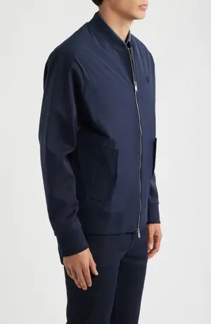 BOSS Skiles Cotton Bomber Jacket - Dark Blue
