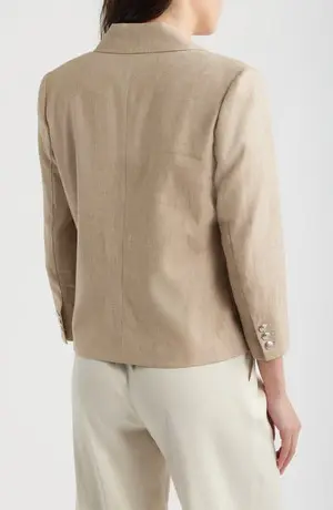 Halogen Double Breasted Cropped Blazer - Pebble